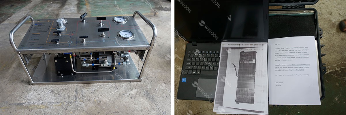 10000psi hydro test unit with the data acquisition system - Wingoil